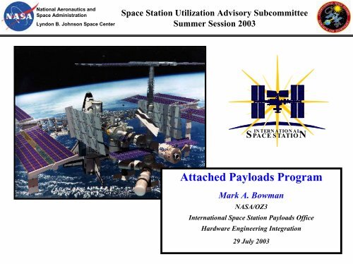 ExPRESS Pallet ISS Attached Payloads Program - Nasa