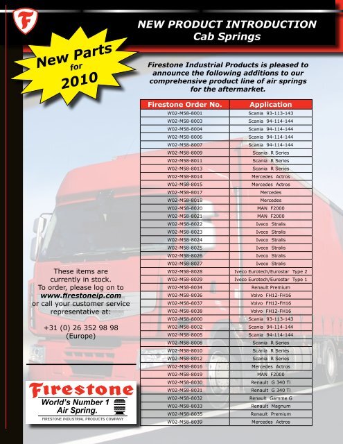 NEW PRODUCT INTRODUCTION Cab Springs