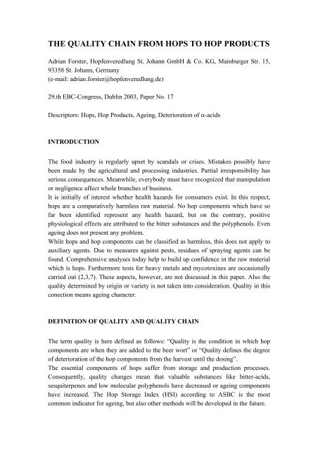 THE QUALITY CHAIN FROM HOPS TO HOP PRODUCTS - Nateco2