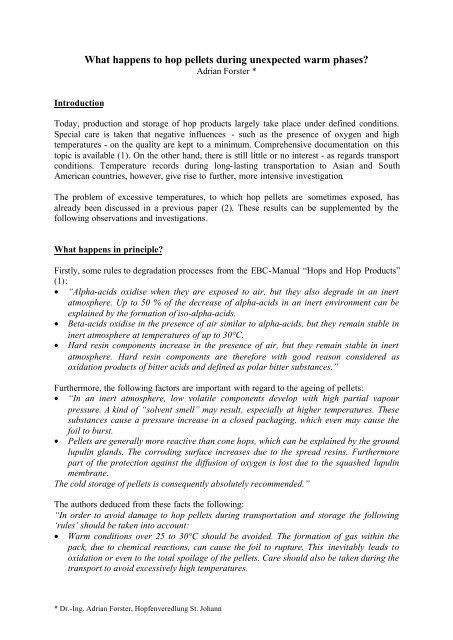 What happens to hop pellets during unexpected warm ... - Nateco2