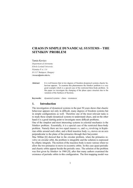 chaos in simple dynamical systems – the sitnikov problem