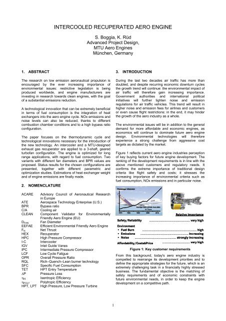 INTERCOOLED RECUPERATED AERO ENGINE - MTU Aero Engines