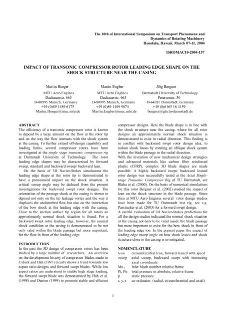 impact of transonic compressor rotor leading edge shape on the ...