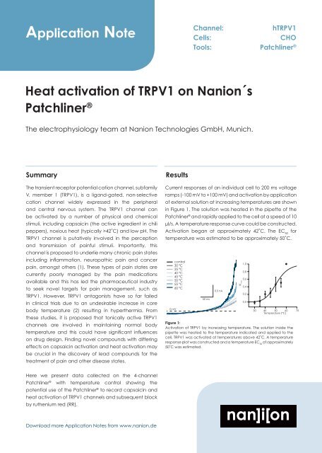 Heat actication of TRPV1 on Nanion's Patchliner