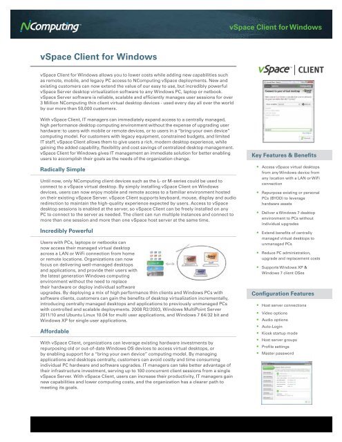 vSpace Client for Windows - NComputing