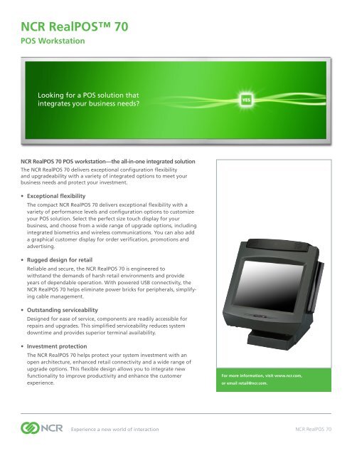 NCR RealPOS 70 POS Workstation Datasheet - English US