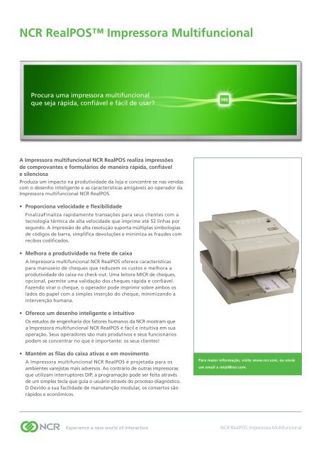 NCR RealPOSâ ¢ Impressora Multifuncional
