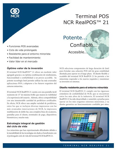 Terminal POS NCR RealPOS 21 - Spanish