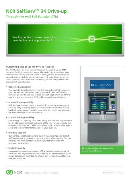 NCR SelfServTM 34 Drive-up