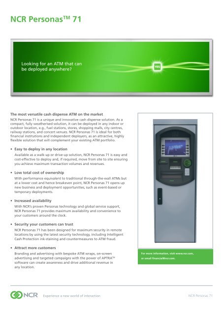 NCR Personas 71 Datasheet - English UK