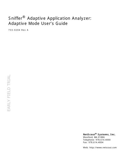 Sniffer Adaptive Application Analyzer: Adaptive Mode ... - NetScout