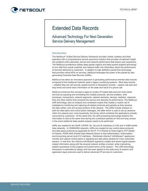 Extended Data Records - Advanced Technology for - NetScout