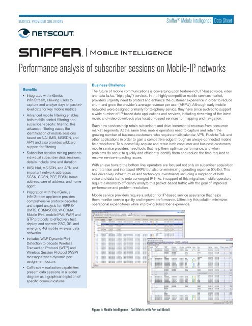 Sniffer Mobile Intelligence Data Sheet - NetScout