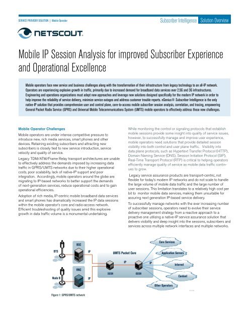 Mobile IP Session Analysis for Improved Subscriber ... - NetScout