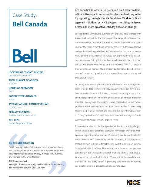 Bell Canada - NICE Systems