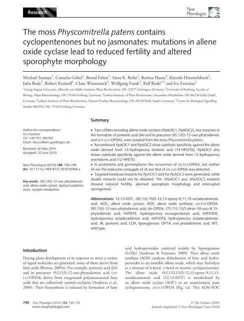 Physcomitrella patens - Plant Biotechnology