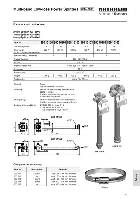 Multi-band Low-loss Power Splitters