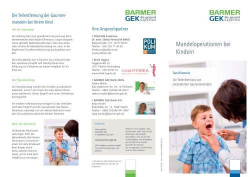 + Flyer für BARMER GEK Versicherte zur Tonsillotomie OP