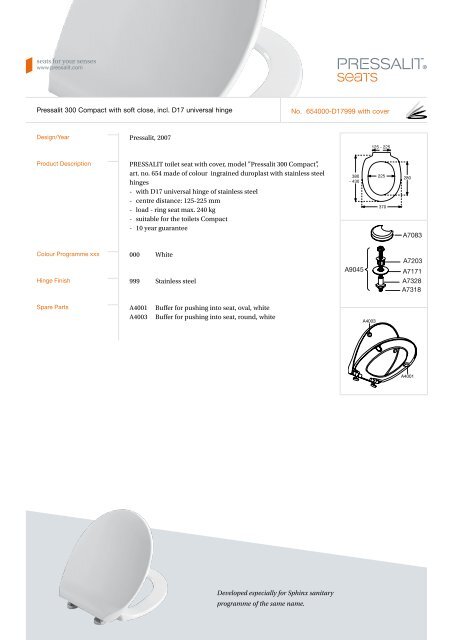 A7171 A7203 A7083 A7328 A7318 A9045 seats for ... - Pressalit A/S