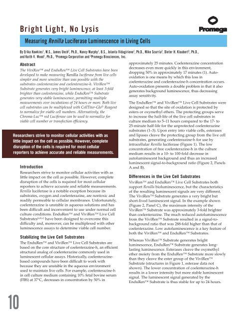 Measuring Renilla Luciferase Luminescence in Living Cells - Promega
