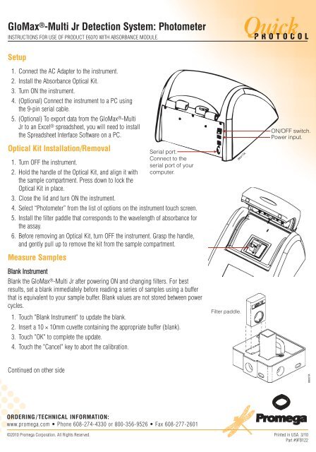 GloMax-Multi Jr Detection System: Photometer Quick ... - Promega