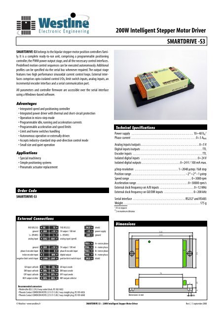 SMARTDRIVE -S3 200W Intelligent Stepper Motor Driver - GRYFTEC