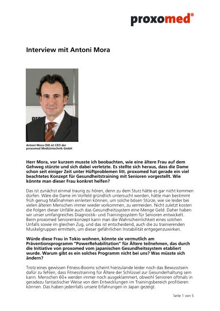 Interview mit Antoni Mora - proxomed