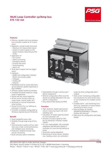 Multi Loop Controller sysTemp bus ETS 132 net - psg-online.de