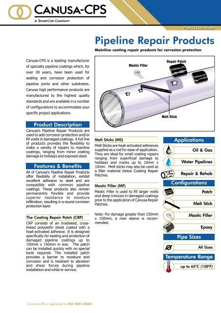 Canusa Coat Repair Product CRP - datasheet - PSI Products GmbH