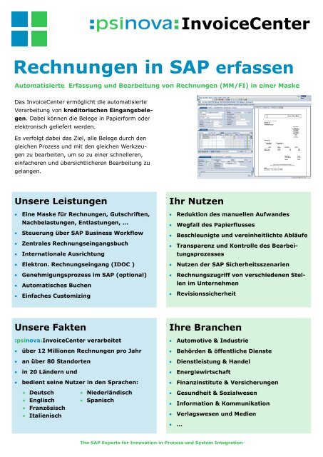 Rechnungen in SAP erfassen - PSINOVA AG Schweiz