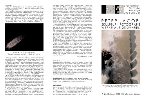 PETER JACOBI. Skulptur und Fotografie.