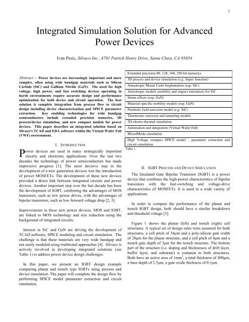 Integrated Simulation Solution for Advanced Power Devices - Silvaco