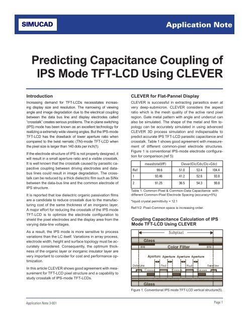 Predicting Capacitance Coupling of IPS Mode TFT-LCD ... - Silvaco