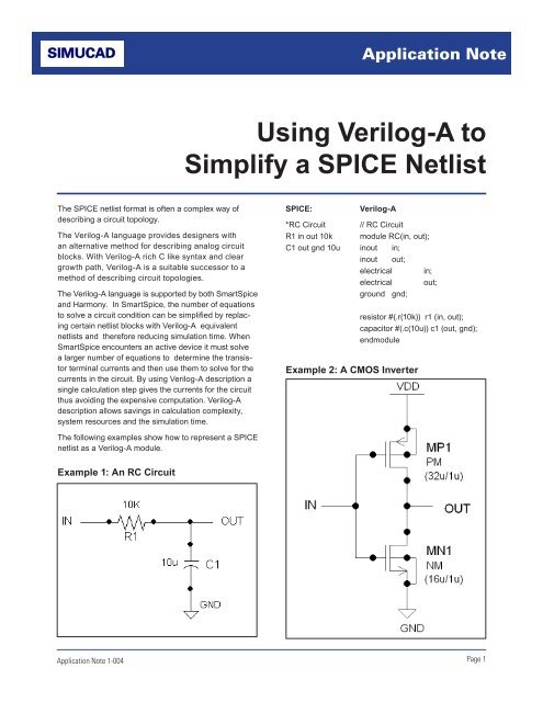 Using Verilog-A to Simplify a SPICE Netlist - Silvaco Using Verilog-A to Simplify a SPICE Netlist - Silvaco