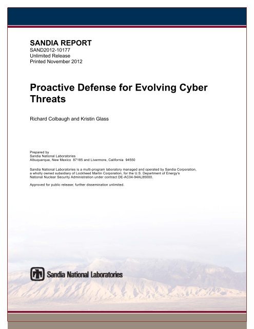 Proactive Defense for Evolving Cyber Threats