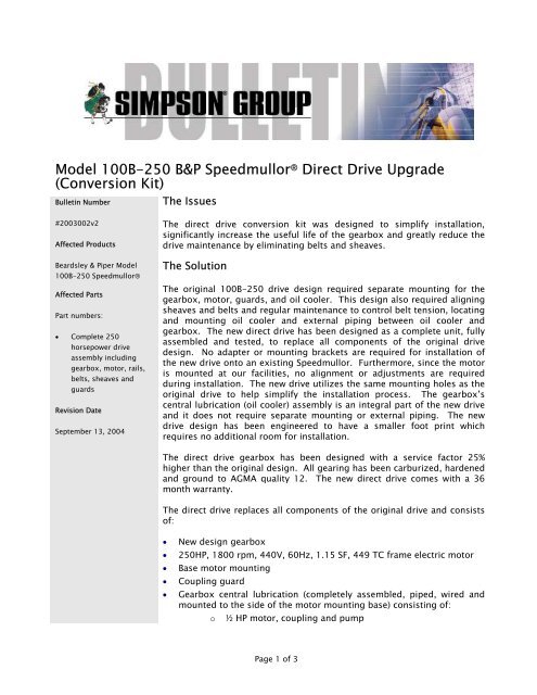 Model 100B-250 B&P Speedmullor® Direct Drive ... - Simpson Group