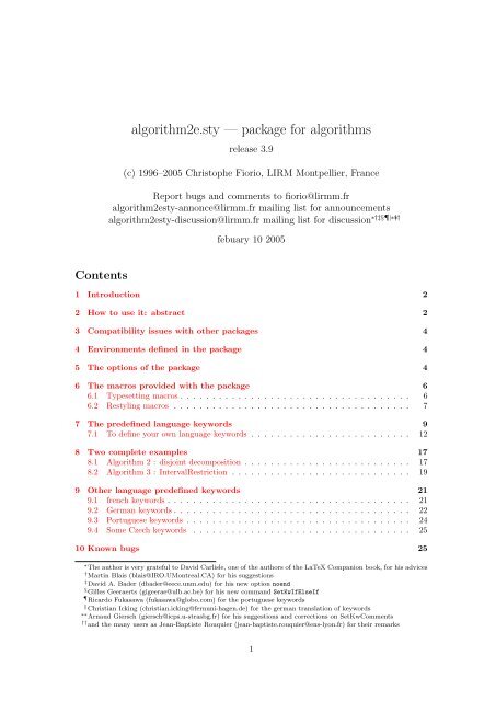 algorithm2e.sty — package for algorithms algorithm2e.sty — package for algorithms