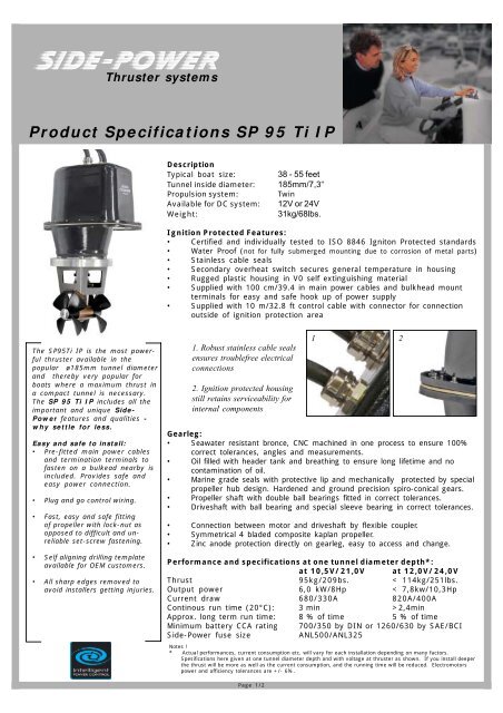 Product Specifications SP 95 Ti IP - Side-Power Bugstrahlruder