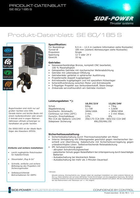SE60/185S - Side-Power Bugstrahlruder