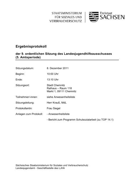 Ergebnisprotokoll der 9. ordentlichen Sitzung des ...