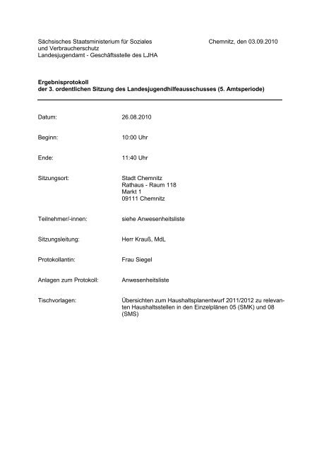 Ergebnisprotokoll der 3. ordentlichen Sitzung des ...