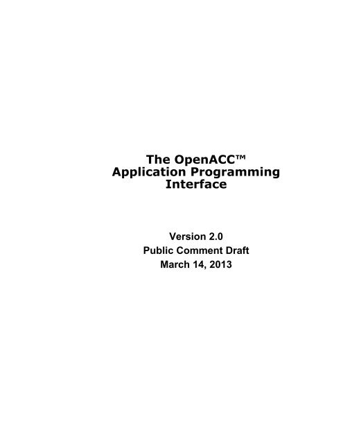 The OpenACC™ Application Programming Interface
