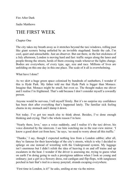 THE FIRST WEEK