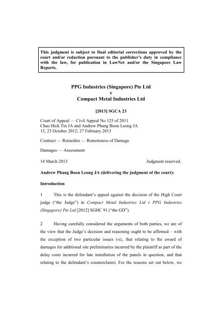 PPG Industries (Singapore) Pte Ltd v Compact Metal Industries Ltd