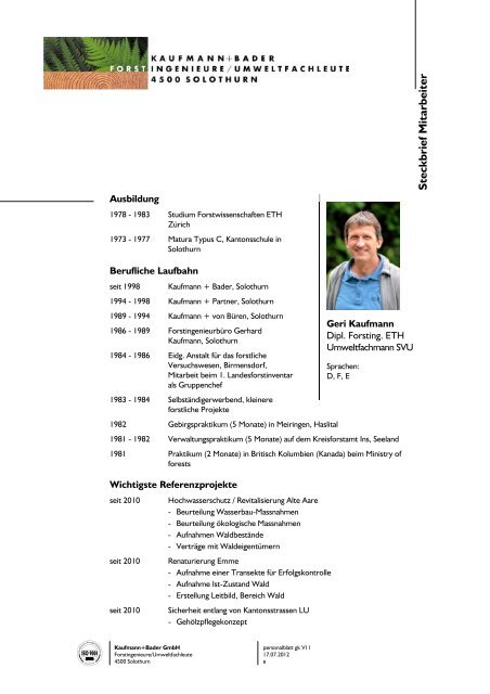 Steckbrief Mitarbeite r - kaufmann+bader
