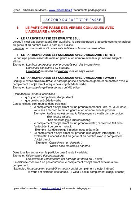 Accord du participe passé avec les verbes pronominaux 4ème Français