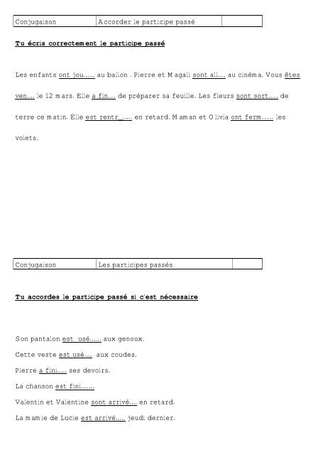 Conjugaison Accorder le participe passé Tu écris correctement le ...