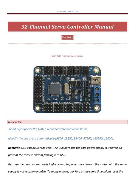 32-Channel Servo Controller Manual - Elechouse