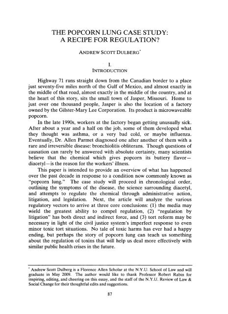 the popcorn lung case study - New York University School of Law