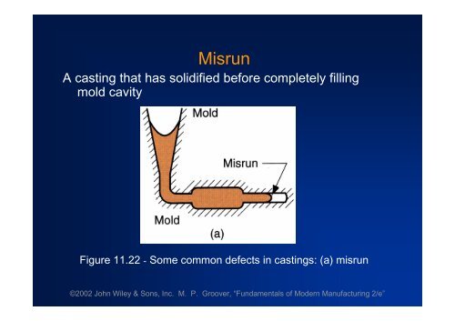 Misrun A casting that has